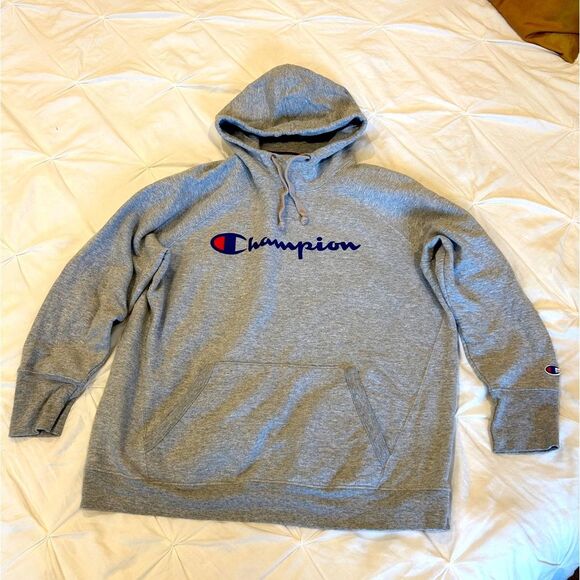 Champion | Tops | Vintage Champion Authentic Athletic Gray Logo Hoodie ...